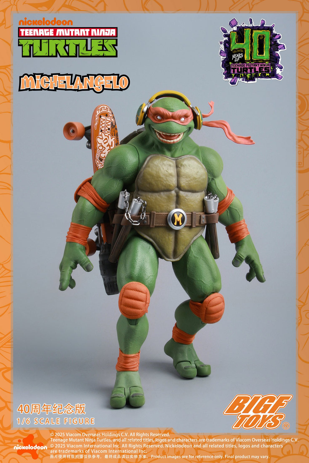 PRE ORDER – 1/6 TMNT MICHELANGELO 40TH ANNIVERSARY ACTION FIGURE BIGF ...